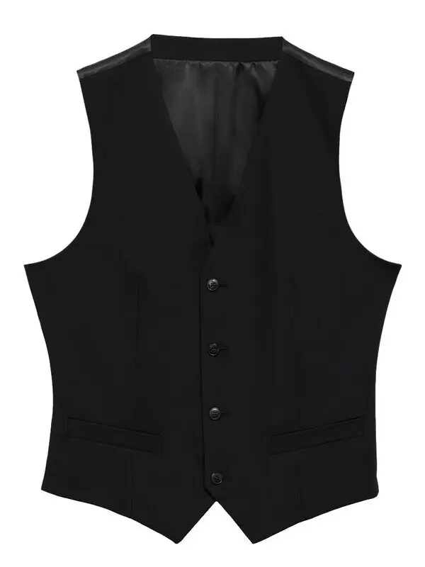 Mango Paris Superslim Fit Stretch Suit Vest - Black