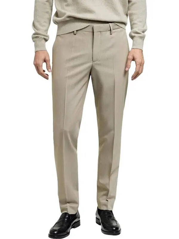 Mango Superslim Fit Stretch Trousers - Beige