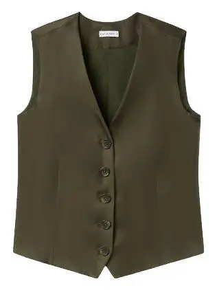 Silk Laundry Twill Vest - Pine