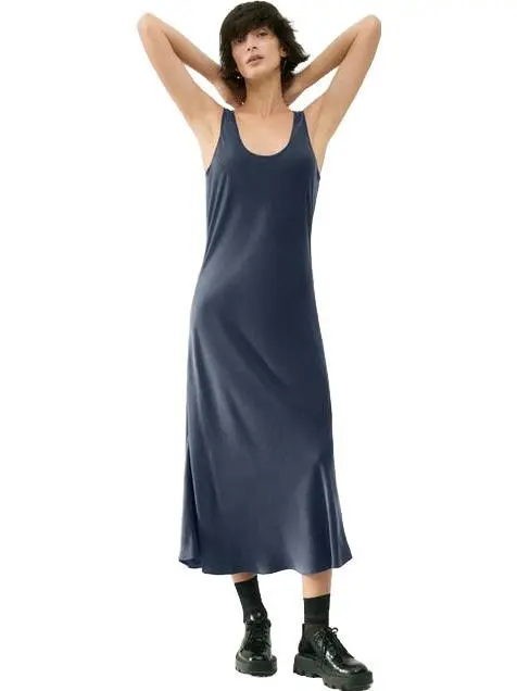 Silk Laundry Sleeveless Silk Dress - Midnight