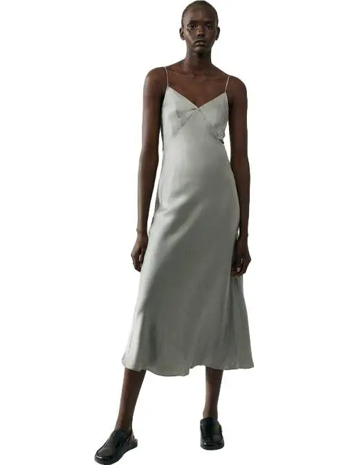 Silk Laundry Deco Rouleau Dress - Moon