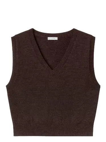 Silk Laundry Wool V-neck Sweater Vest - Root