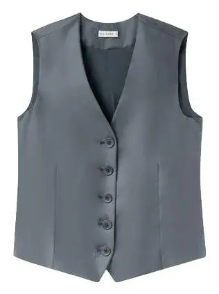 Silk Laundry Twill Vest - Slate