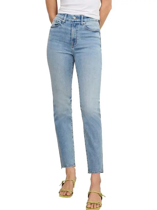 Good American Always Fits High Waist Slim Straight Leg Jeans - Indigo834