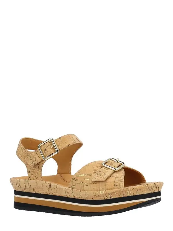 L'AMOUR DES PIEDS Vardant Platform Sandals - Natural/ Gold