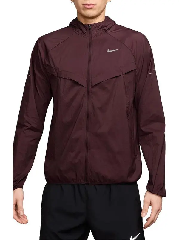 Nike Stride Dri-fit Uv Hooded Running Jacket - Burgundy Crush