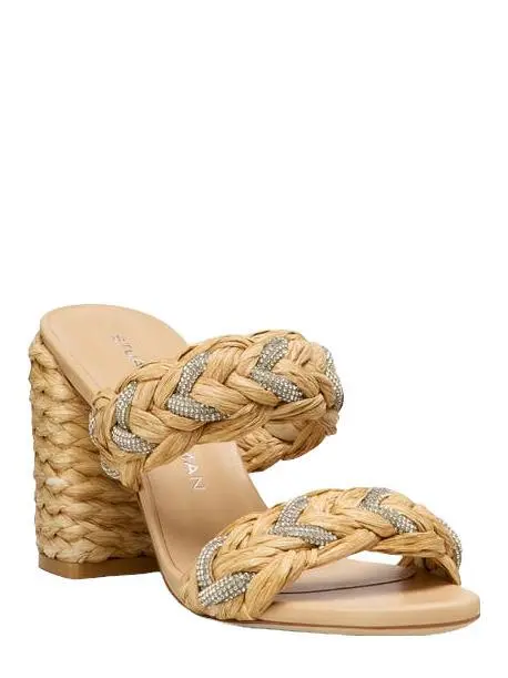 STUART WEITZMAN Lana 85 Raffia Slide Sandal - Natural