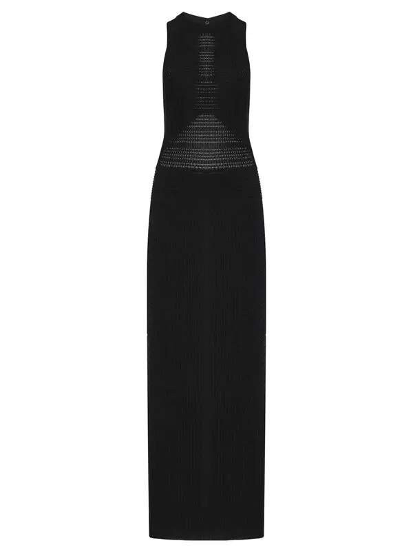 Balmain Open-back Knit Midi Dress - Black
