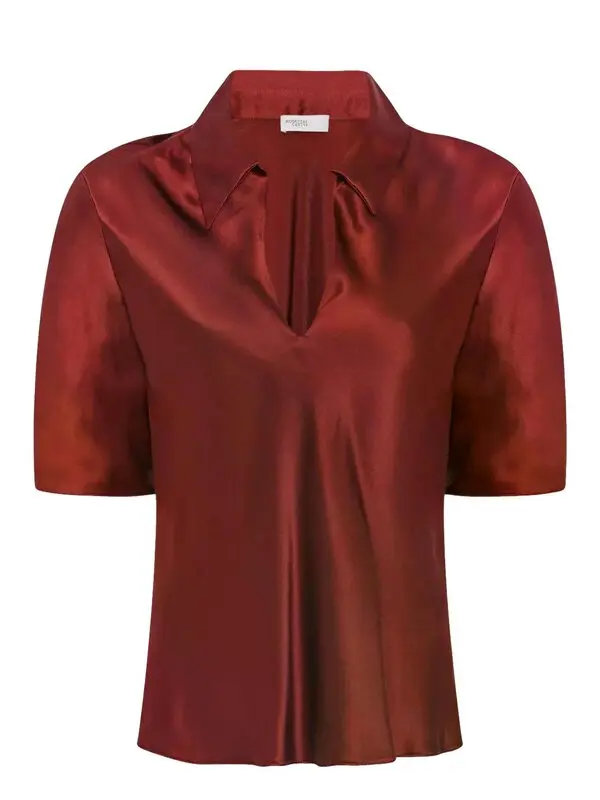 Rosetta Getty Bias Polo Top - Red