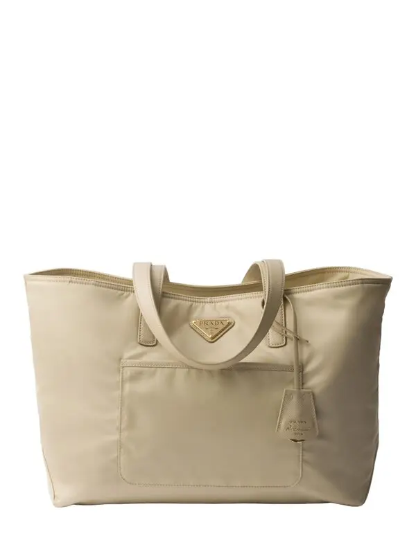 Prada Re-edition 1978 Medium Re-nylon And Saffiano Leather Tote Bag - Neutral