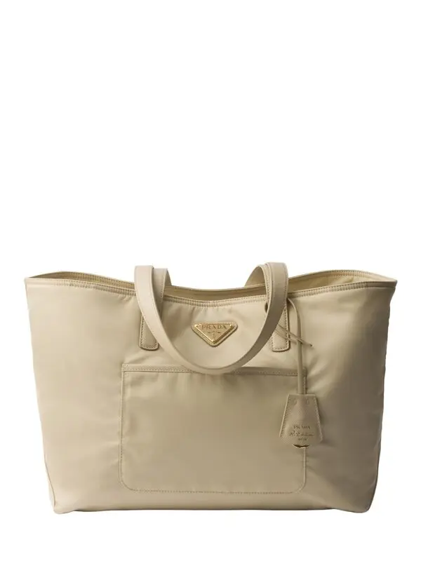 Prada Re-edition 1978 Medium Re-nylon And Saffiano Leather Tote Bag - Neutral
