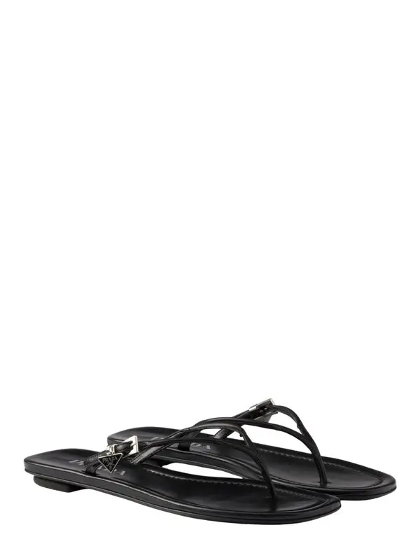 Prada Leather Thong Sandals - Black