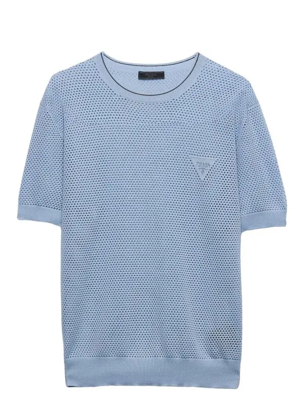 Prada Silk And Cotton Crew-neck Sweater - Sky Blue