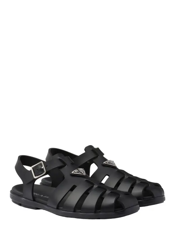 Prada Rubber Fisherman Sandals - Black