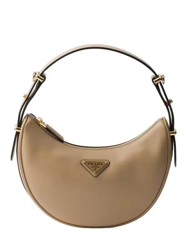 Prada Arqué Small Leather Shoulder Bag - Sand