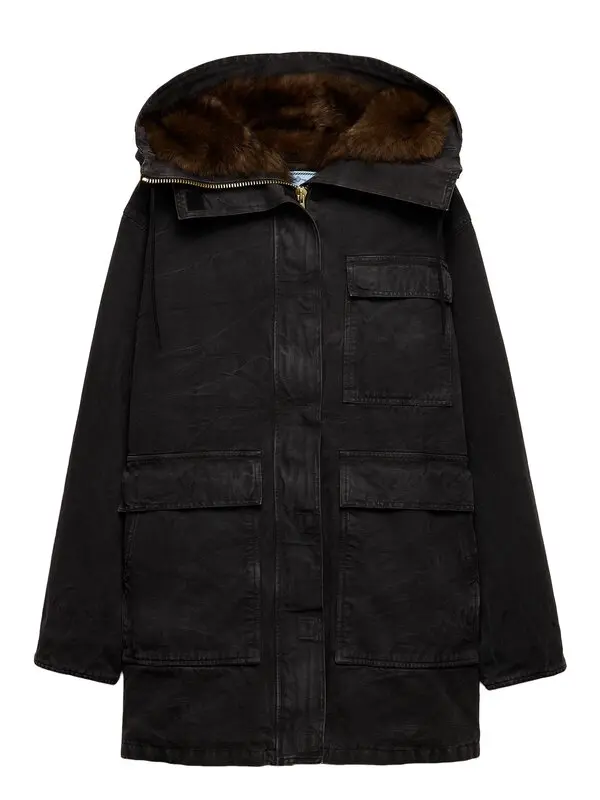 Prada Canvas Hooded Parka - Black