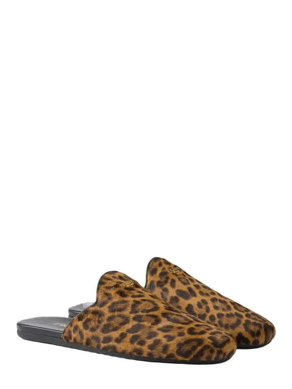 Prada Leopard-print Leather Mules - Honey