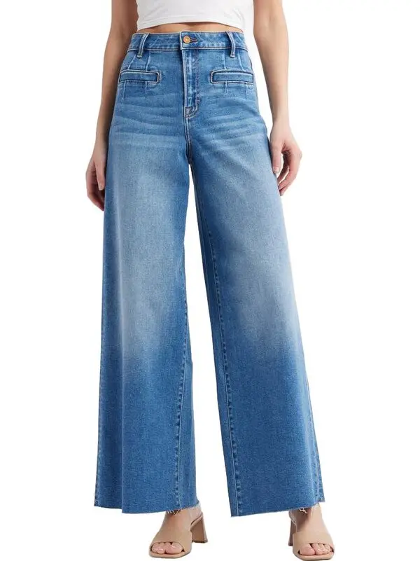 HIDDEN JEANS Welt Pocket High-rise Wide-leg Jeans - Dark Wash