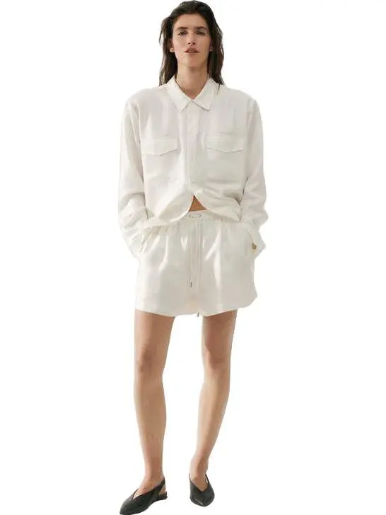 Silk Laundry Twill Boyfriend Shirt - White