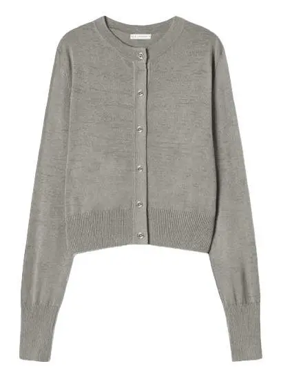 Silk Laundry Cropped Cardigan - Moon