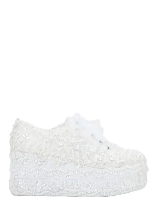 FOREVER & ALWAYS SHOES Florette Bridal Platform Sneakers - Ivory