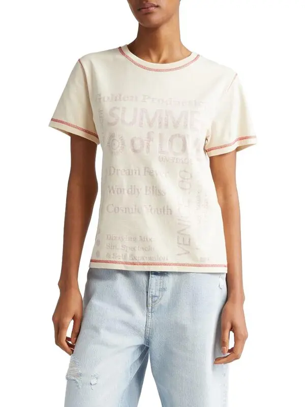 GOLDEN GOOSE Journey Slim-fit Graphic T-shirt - Shortbread/ Haute Red