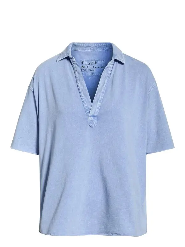 Frank & Eileen Patty Short Sleeve Henley - Pool Water Blue