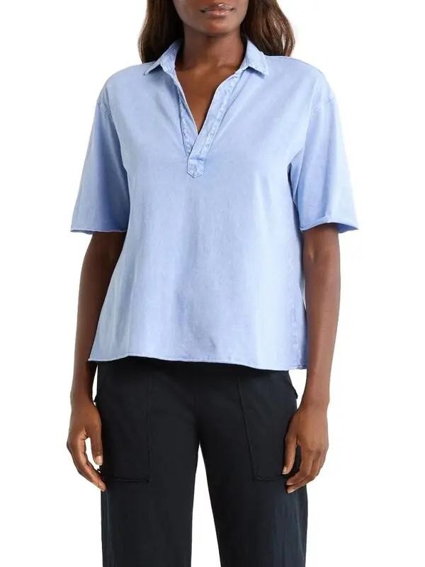 Frank & Eileen Patty Short Sleeve Henley - Pool Water Blue