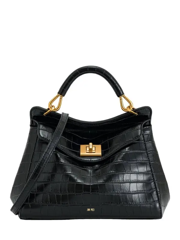 Jw Pei Lucia Faux Leather Top Handle Bag - Black Croc