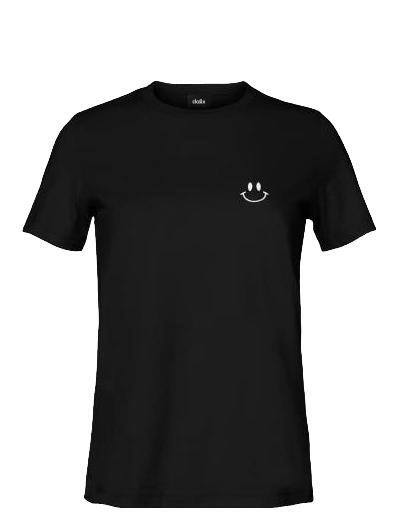 DALIX Smile Face Jersey T-shirt - Black