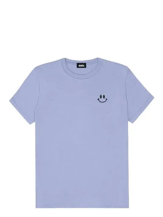 DALIX Smile Face Jersey T-shirt - Lavender Blue