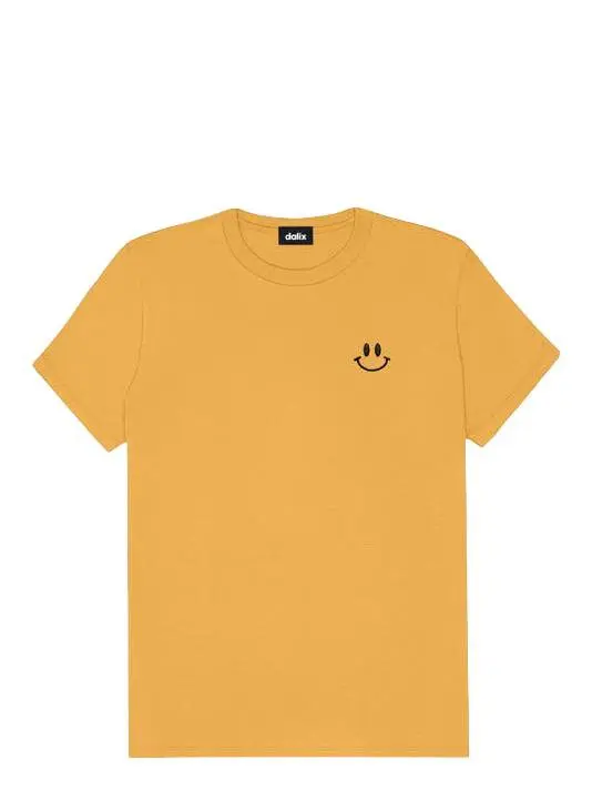 DALIX Smile Face Jersey T-shirt - Mustard