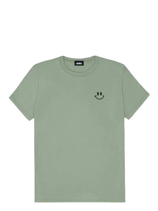 DALIX Smile Face Jersey T-shirt - Sage