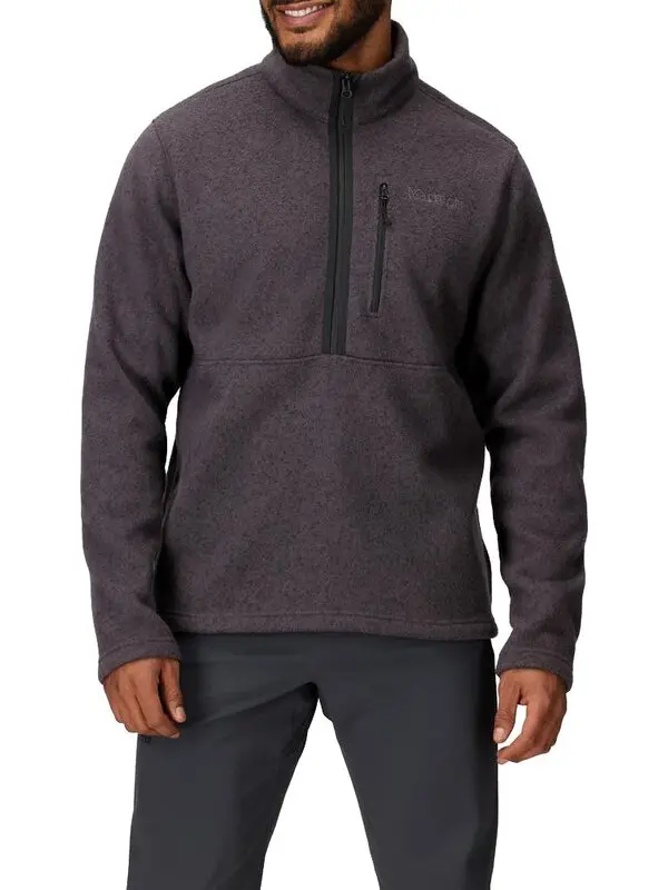 MARMOT Drop Line Half Zip Fleece Jacket - Black Heather