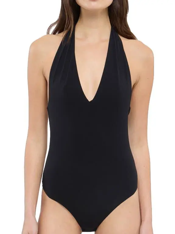 Another Tomorrow Halter Bodysuit - Black