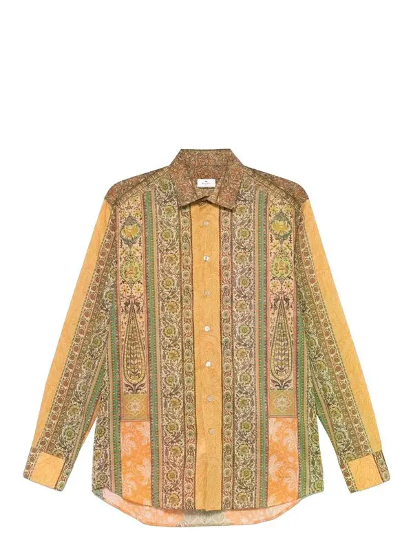 Etro Printed Cotton Shirt - Yellow