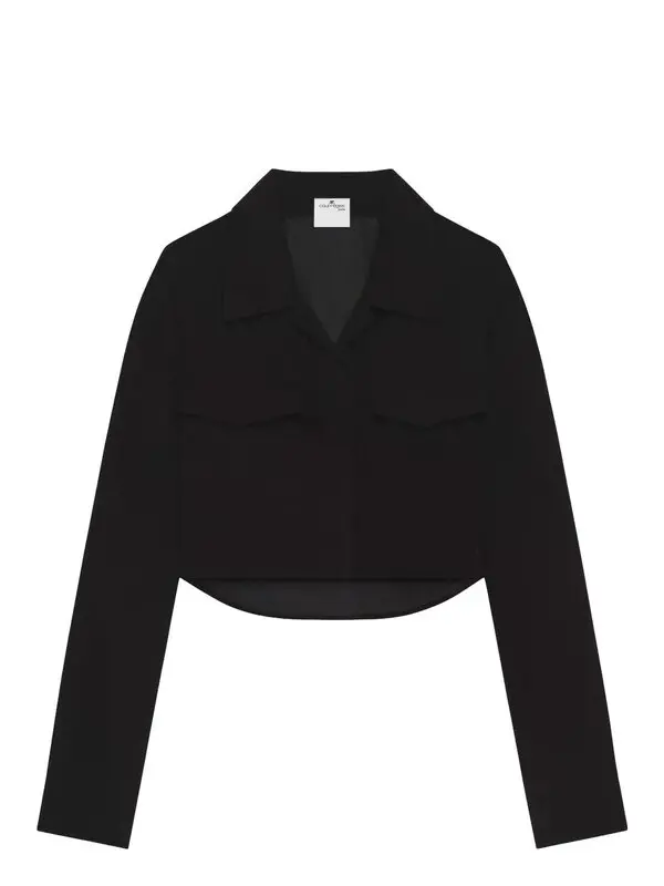 COURREGES Cropped Cotton Shirt - Black