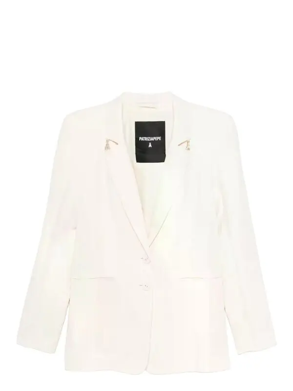 Patrizia Pepe Logo-plaque Detailed Blazer - Neutrals