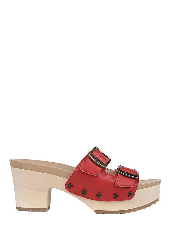 Dr. Scholl'S Original Vibe Wood-bottom Sandals - Red