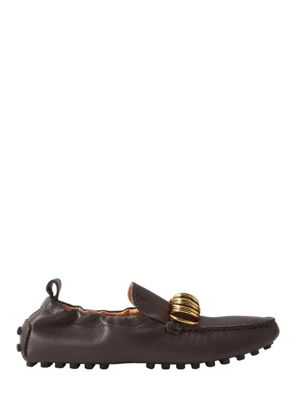 TOD'S Gommino 22l Embellished Leather Loafers - Brown
