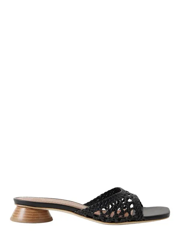 Staud Simone Braided Leather Sandals - Black