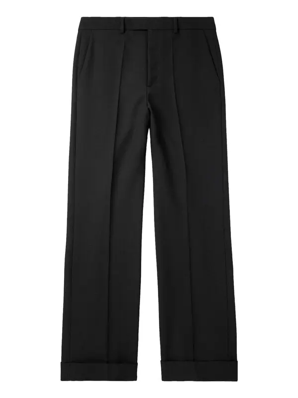 Valentino Garavani Straight-leg Wool-gabardine Trousers - Black