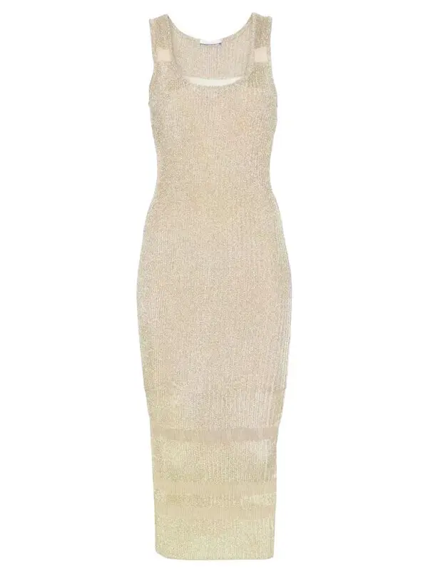 Patrizia Pepe Lurex Midi Dress - Gold