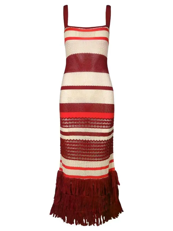 Johanna Ortiz Striped Midi Dress - Red