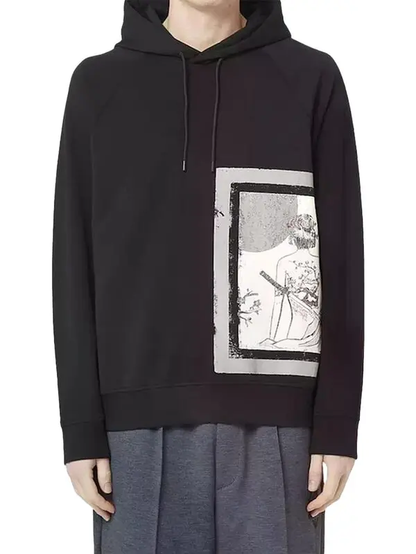 Emporio Armani Graphic-print Hoodie - Black