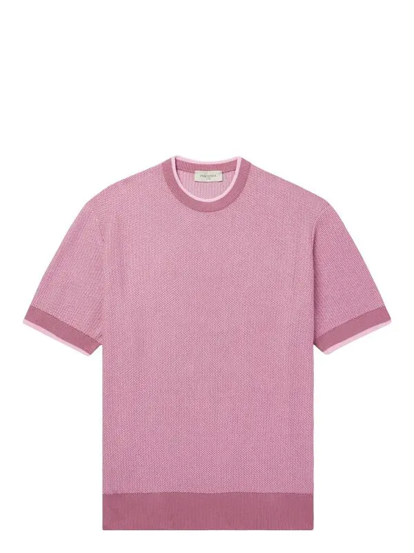 PIACENZA CASHMERE 1733 Waffle-knit Cotton T-shirt - Pink