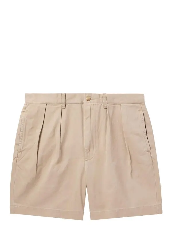 Polo Ralph Lauren Cormac Straight-leg Pleated Cotton-twill Shorts - Neutrals