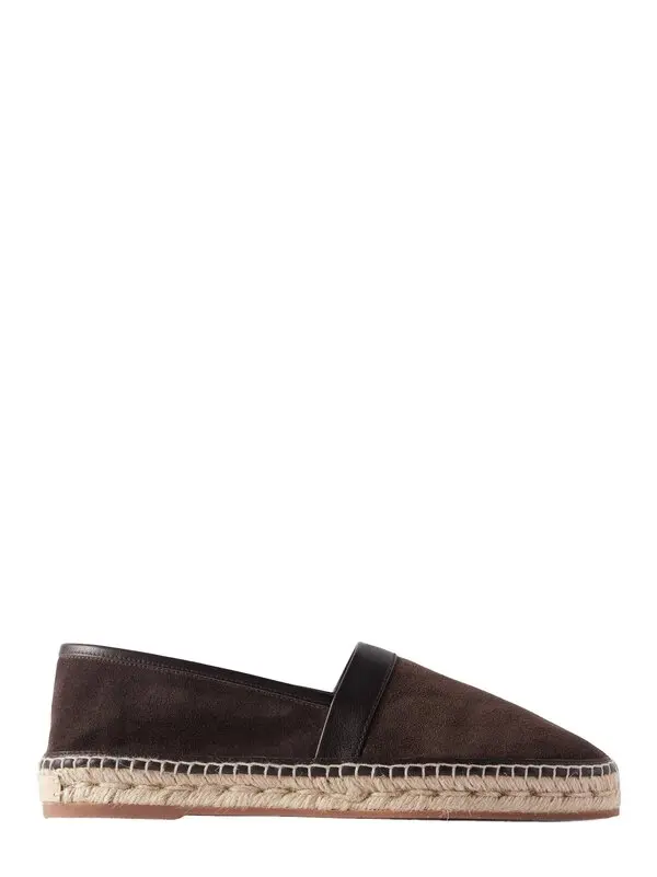 Manolo Blahnik Nerano Leather-trimmed Suede Espadrilles - Brown