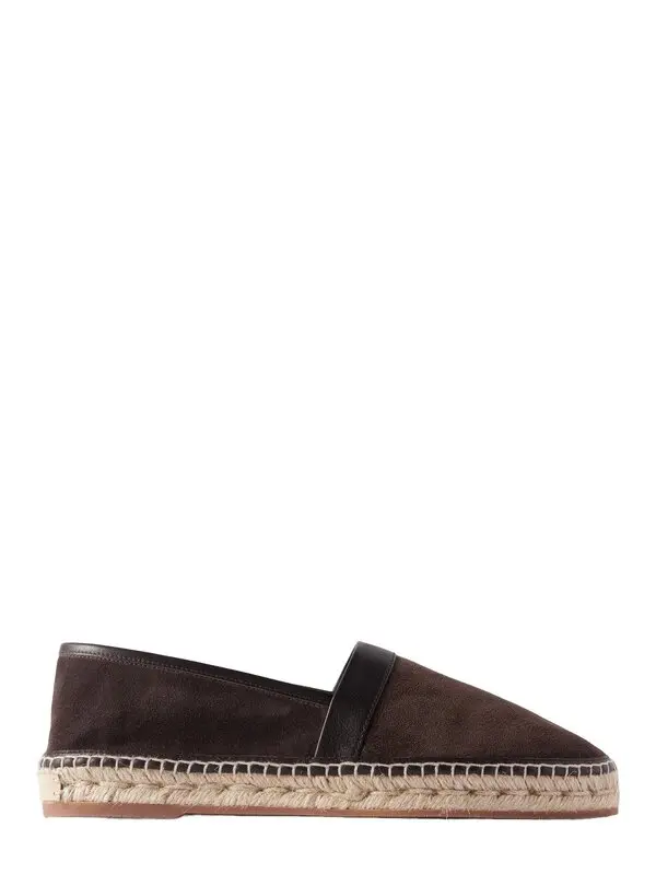 Manolo Blahnik Nerano Leather-trimmed Suede Espadrilles - Brown