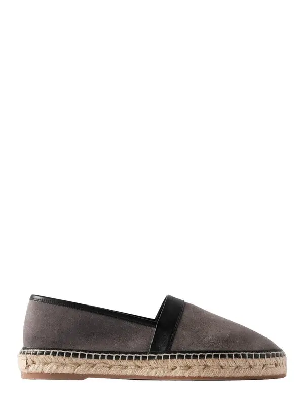 Manolo Blahnik Nerano Leather-trimmed Suede Espadrilles - Gray